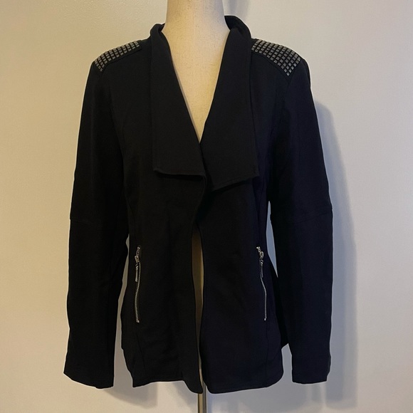 Sioni | Jackets & Coats | Sioni Black And Silver Rhinestone Open Jacket ...